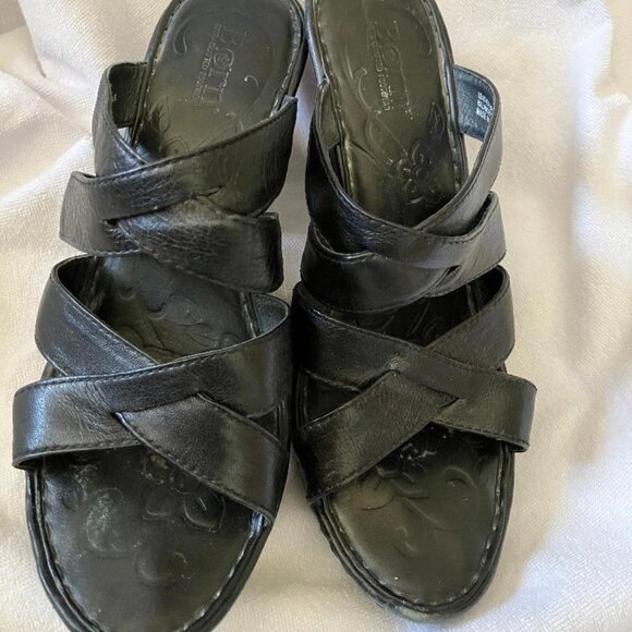 Born | Shoes | Born Womens Black Leather Sandals 35 Heel Size 8 | Poshmark